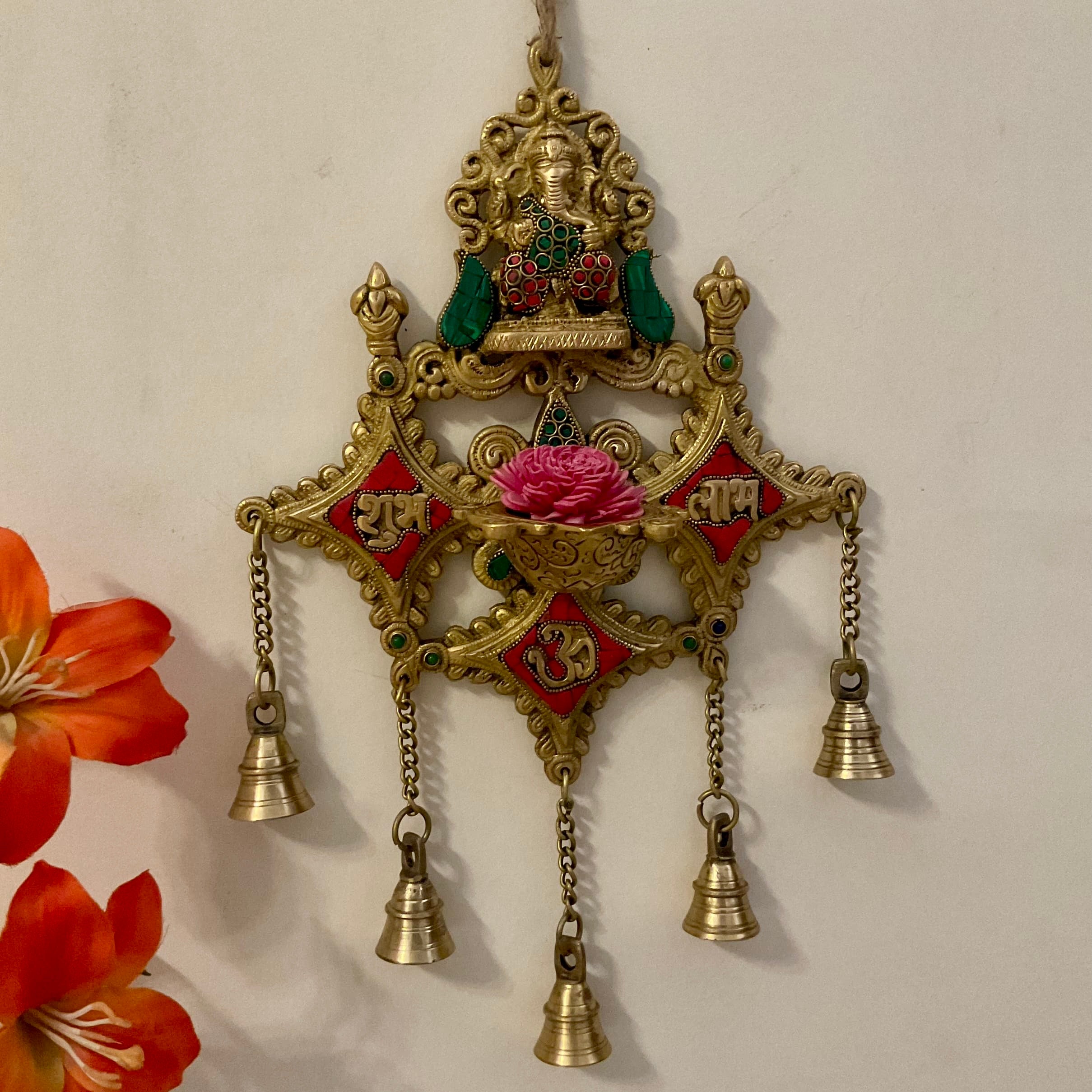Peacock Diya and Bell | Brass Wall Hanging | Crafts N Chisel