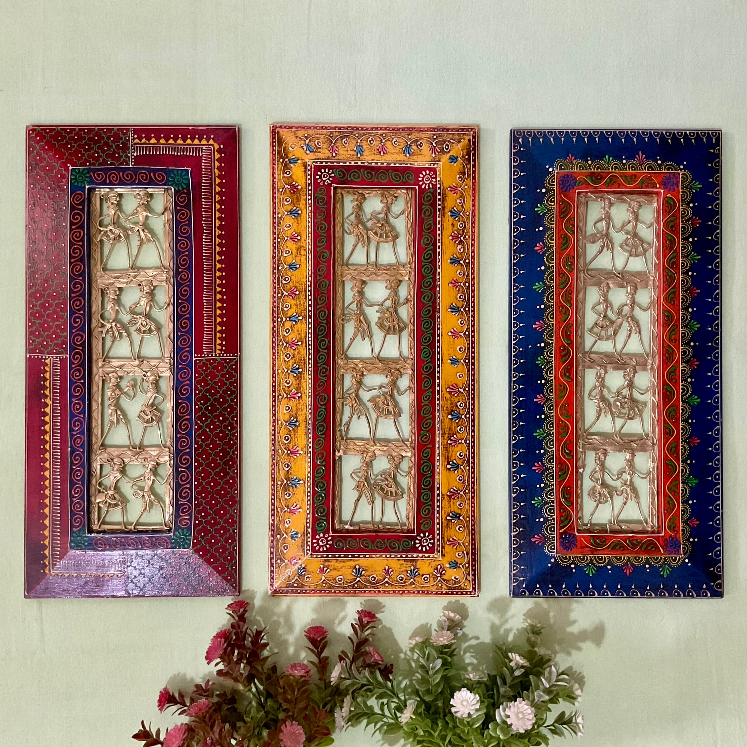 Dhokra Rajasthani Wall Hanging | Wooden Brass Art | Crafts N Chisel