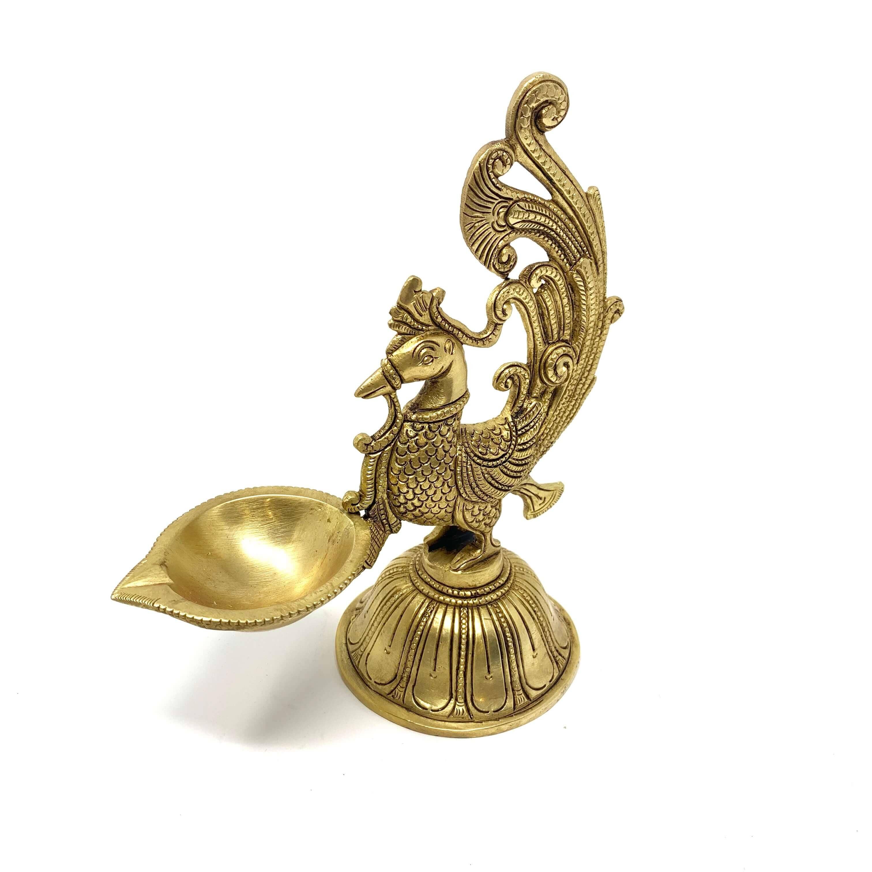 Dancing Peacock Diya | Handmade Brass Home Decor | Crafts N Chisel