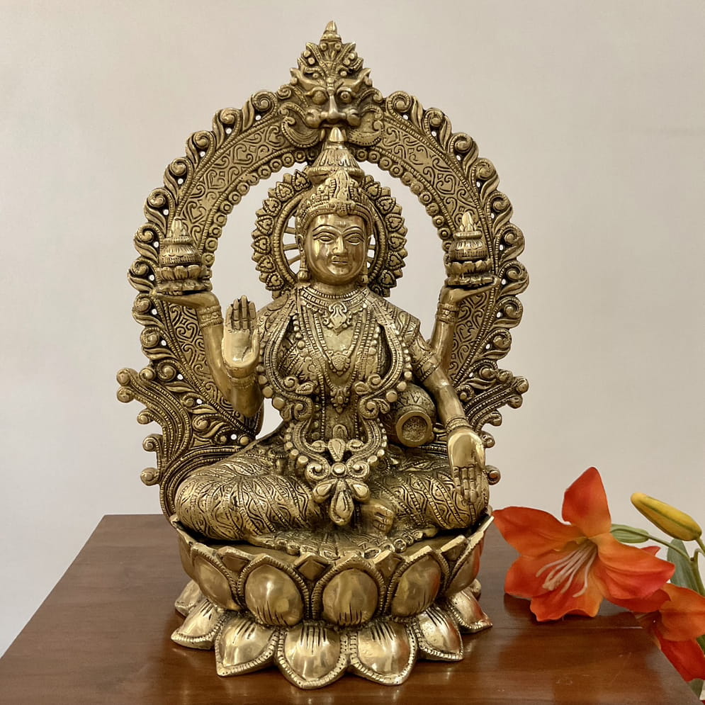 Goddess Lakshmi Brass Idol & Statue | Indian Decor | Crafts N Chisel