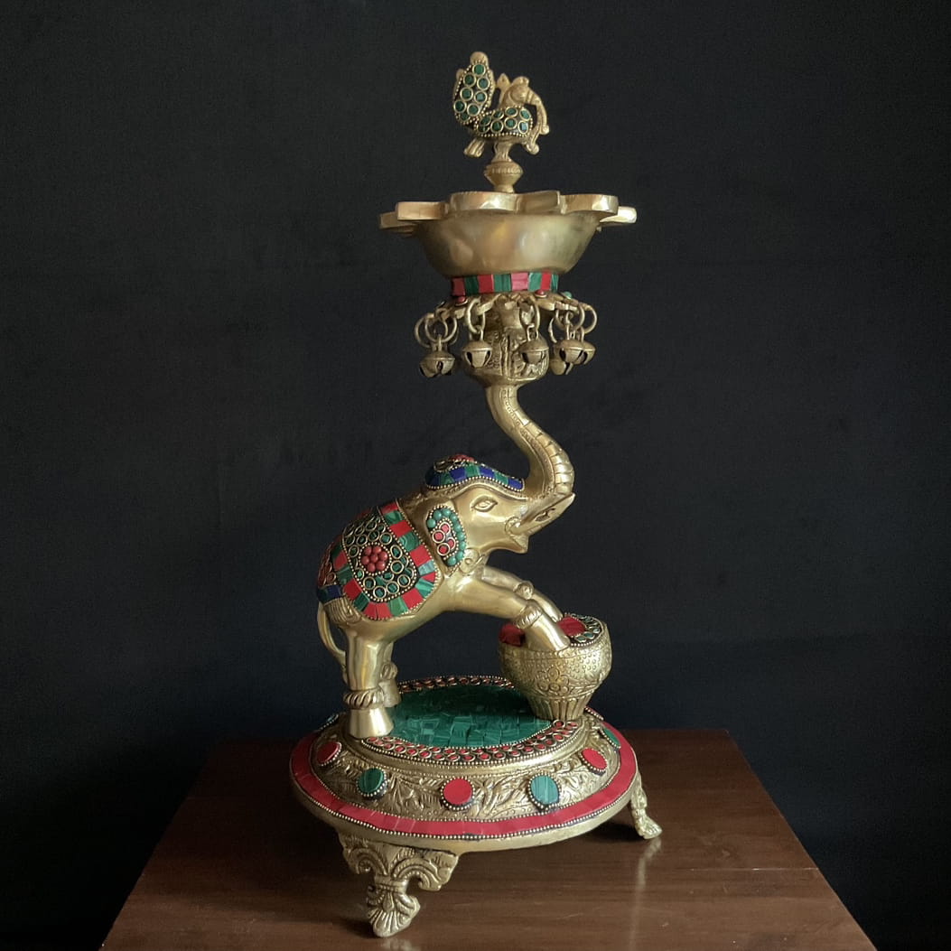 Dancing Ganesha Brass Diya Lamp | Indian Decor Online | Crafts N Chisel